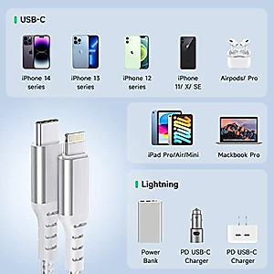 USB C to Lightning Cable 10ft, Deegotech [MFi Certified] iPhone Fast Charger Cable, Long Nylon Braided USB-C Lightning Cable Compatible with iPhone 14/14 Promax/13/13Promax/12/11/X/iPad 2021/Airpods