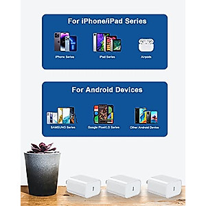 Apple Charger, 3Pack USB C Charger Block [Apple MFi Certified] USB C Wall Charger PD 3.0 USB C Adapter with Type C Charger Fast Charging Plug for iPhone 14/13/12/11/X, iPad/iPad Pro/iPad Mini/iPad Air