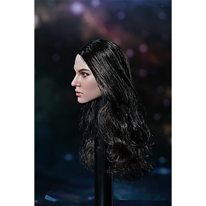 1/6 Scale Female Head Sculpt,Beauty Russian Girl Suntan Skin Planted Hair Head Carved for 12inch Female Soldier Action Figure Body Collection (Long Curls Hair)