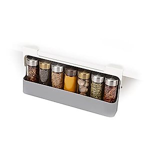 Joseph Joseph CupboardStore Spice Organizer 3M Tape Under-Shelf Pull Out Drawer Storage for Cabinet, One-size, Gray/White