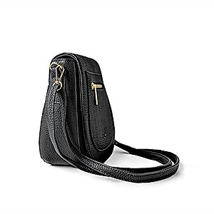 KEDZIE Camden Classic Mini Messenger in Vegan Leather Crossbody Bag Cell Phone Purse for Women - Black