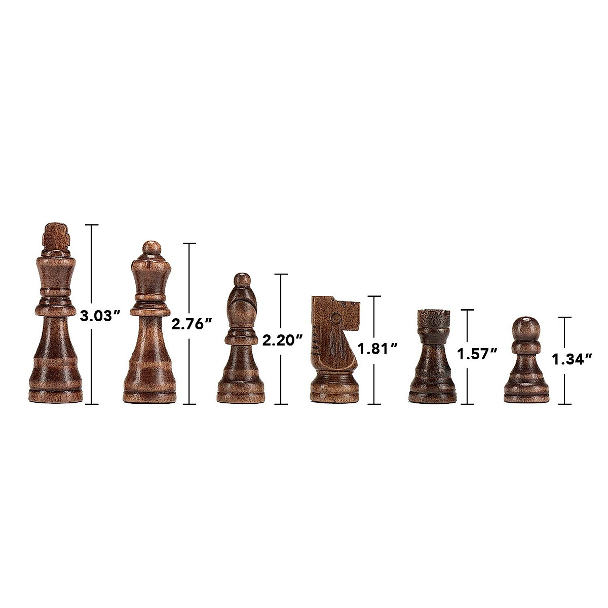 AMEROUS Magnetic Wooden Chess Pieces, Tournament Staunton Wood Chessmen Pieces Only, 3.03" King Figures Chess Game Pawns Figurine Pieces with 2 Storage Bags, Replacement of Missing Pieces