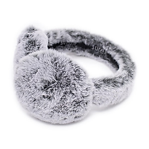 surell Faux Rex Earmuff with Halo Band - Fake Fur Winter Accessory - Warm Fashion Ear Muff - Stylish Ear Warmers - Soft Fuzzy Headwarmer - Fluffy Headwear - (Black Frost)