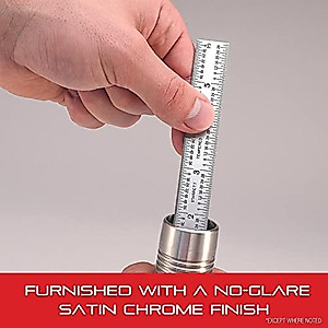Starrett Spring Tempered Steel Rule with Regular Steel Finish, Quick Reading, Inch Graduations, and Adjustable Double Hook - 12" Length, 4R Graduation Type, 3/64" Thickness - DH604R-12