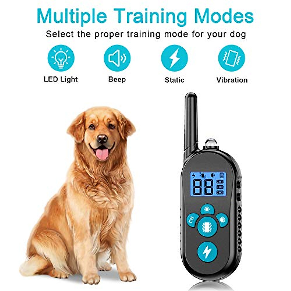 Dog Shock Collar with Remote for Large Medium Small Dogs, DiroPet Training Collar for Dogs with Beep/Vibration/Shock Modes, Adjustable Collar, 1000ft Remote Range, Rechargeable, IPX7 Waterproof
