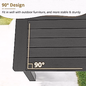 LUE BONA Outdoor Coffee Table, HDPS Patio Coffee Tables for Outside Rectangle, Patio Table for Deck, Pool, Balcony, Indoor or Outdoor Use, Dark Gray