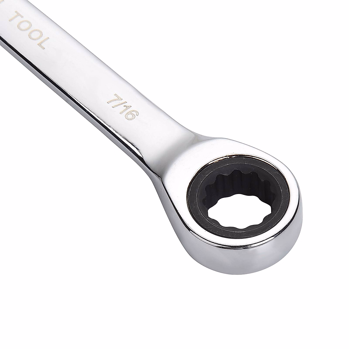 Jetech Double Box End Ratcheting Wrench (3/8 Inch x 7/16 Inch) - Heavy Duty Cr-V Box Ratcheting Gear Spanner