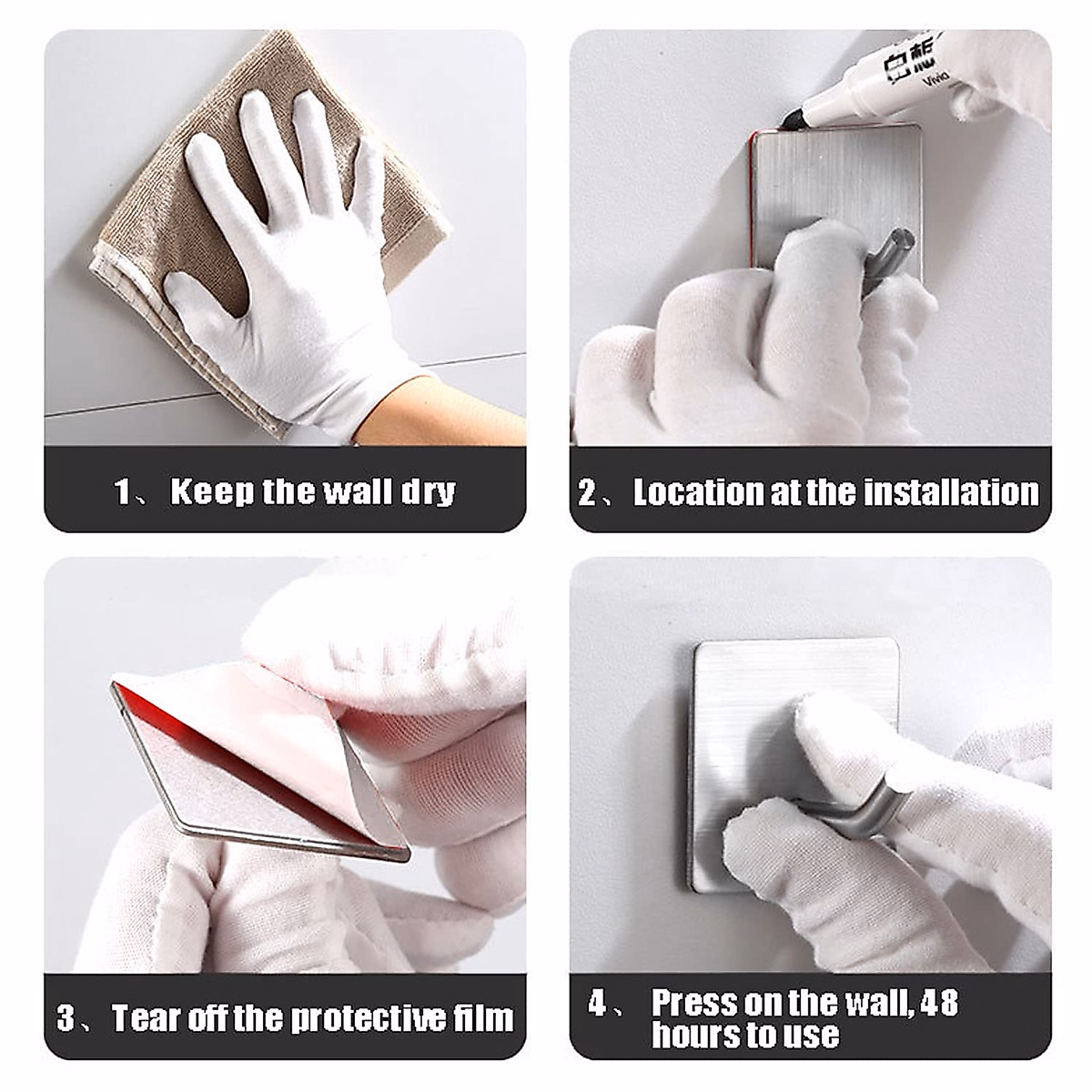 Aobvrey 8 Pack Adhesive Hooks, 4 Pack Razor Holder for Shower and 4 Heavy Duty Waterproof Sticky Hooks for Hanging Towels, Loofah, Coat, Hat (Silver)