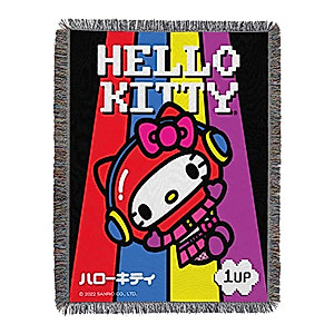 Northwest Woven Tapestry Throw Blanket, 48" x 60", Hello Kitty Cute Game