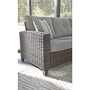 Signature Design by Ashley Cloverbrooke Outdoor Seating Set, Includes Sofa, Coffee Table & 2 Chairs, Gray