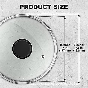 Wadaza Pan Lid 7 Inch - Tempered Glass Pot Lid - Oven Safe Replacement Glass Lid for Frying Pan Wok Pot Skillet