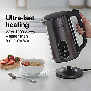 Hamilton Beach Digital Temperature Control Electric Tea Kettle, Hot Water Boiler & Heater 1.7L, 5 Preset Modes + Keep Warm, Fast Boil 1500 Watts, BPA Free, Double Wall Construction, Black (40851)