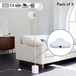 Helunsi 3Pcs Floor Lamp Foot Switch, White Foot Pedal Switch, Round Floor Lamps Foot Inline Switch, Step ON Off Spring Push Button, for Control Replacement Floor Lamp Extension Cord Parts - Pack of 3
