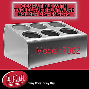 Tablecraft Flatware Cylinder Insert, Solid Stainless Steel Silverware Container for Kitchen Tools, Caddy Utensil Holder for Drying Cylinder, Commercial Foodservice and Restaurant Use