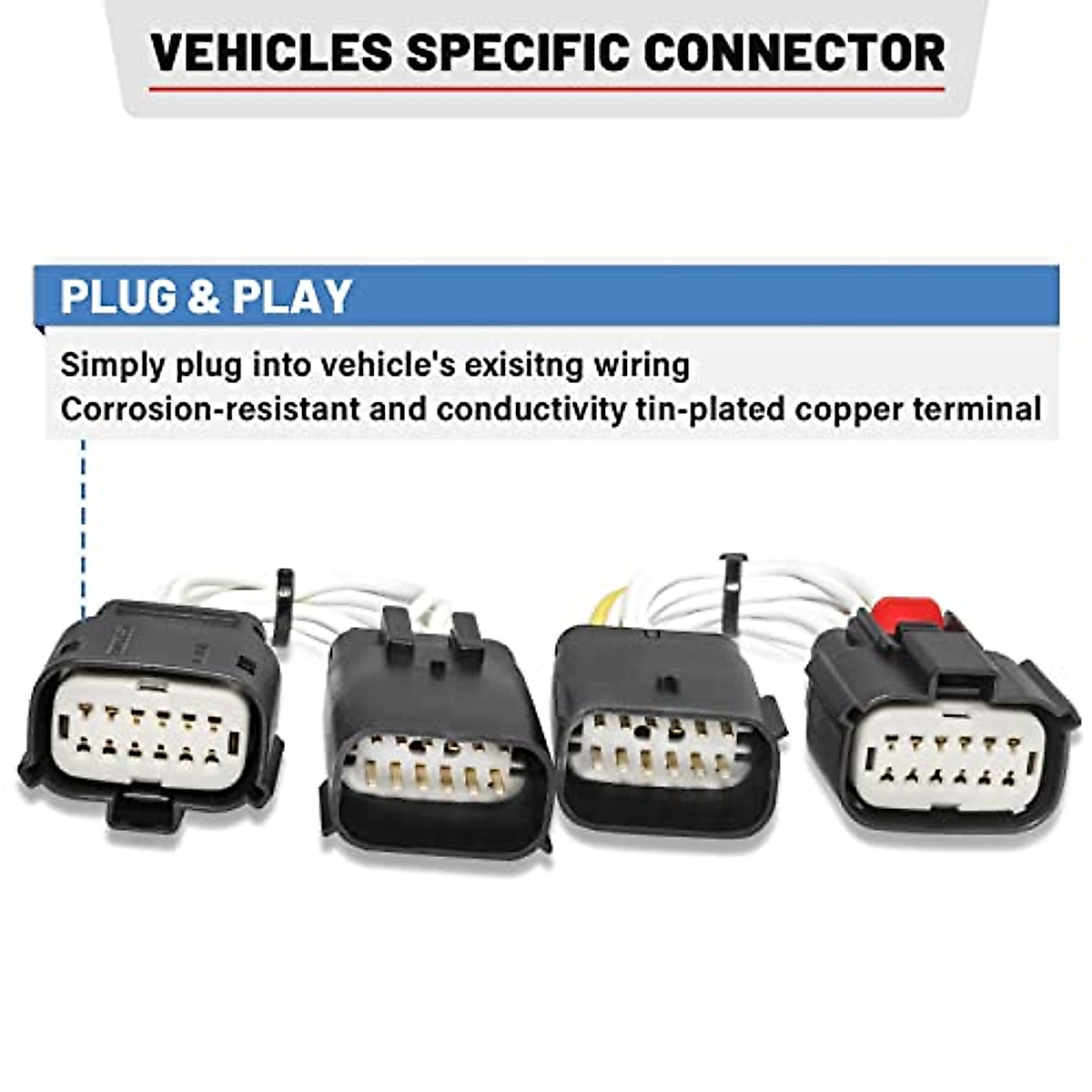 MECMO 56407 4-Pin Trailer Wiring Harness for 2018-2023 Jeep Wrangler JL/JLU, 2020-2023 Jeep Gladiator JT, 19-23 Jeep Wrangler Unlimited, Towing Hitch Wiring for JL Trailer Light Connect