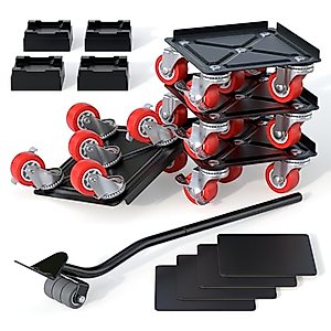 Fivepears Furniture Lift Mover Tool Set-3000 lb,5-Wheel Heavy-Duty Furniture Dolly with Handle,360°Swivel Casters Trolley-Ideal for Moving Heavy Machinery, Equipment, Pianos, Couches and Carpeted
