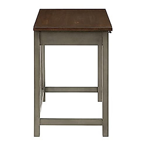 OSP Home Furnishings Milford Rustic 42 Inch Writing Desk with 2 Drawers and Burnished Decorative Hardware, Slate Gray