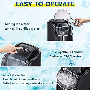 Kismile Countertop Ice Maker Machine,26Lbs/24H Compact Automatic Ice Makers,9 Cubes Ready in 6-8 Minutes,Portable Ice Cube Maker with Self-Cleaning Program