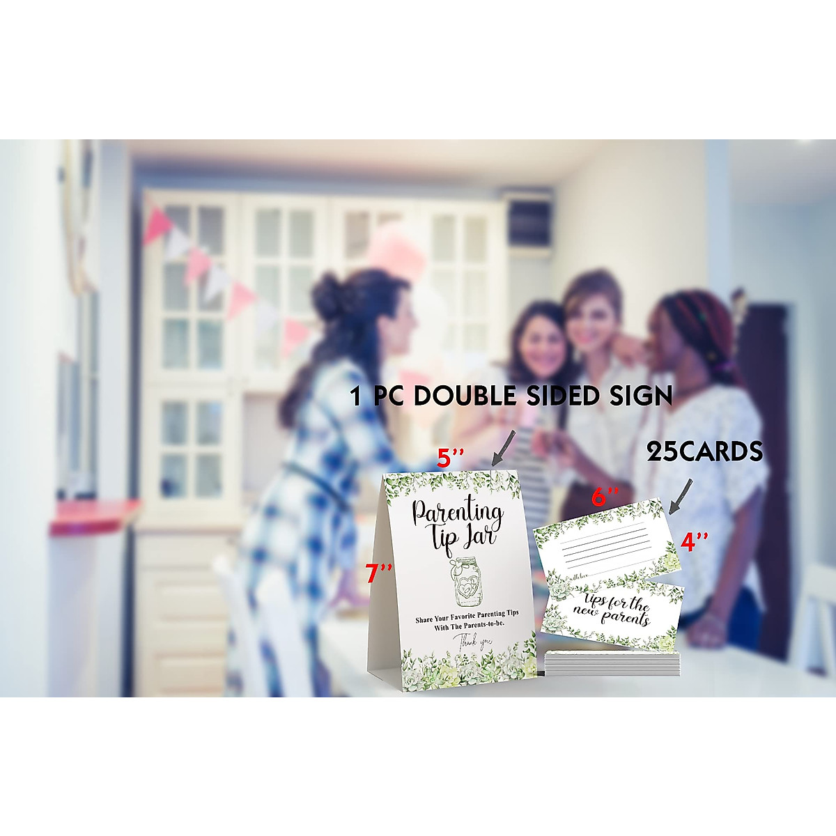 Toctose Advice for New Parents, Parenting Advice Card, Baby Shower Party, Tips for the Parents To Be，Includes a 5x7 Standing Sign and 25 4x6 Advice Cards(JYC042)