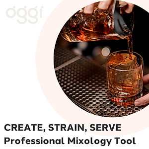 OGGI Cocktail Mixing Glass & Strainer Set - Elegant Bar Mixing Set with 16oz Glass Beaker, Essential Mixology Bartender Kit, Old Fashioned Kit, Includes Stainless Steel Hawthorne Strainer