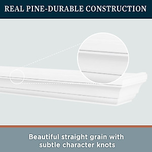 MANTELSDIRECT 72 Inch Floating Fireplace Mantel Wood Shelf in White - Colton from Mantels Direct | Wooden Rustic Wall Shelf Perfect for Décor and Electric Fireplaces