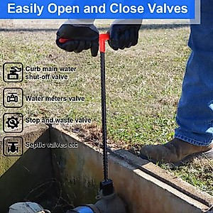 Eapele Water Meter Key 16 inch Enforced Steel T-Handle With 4-way Multi-Functional Universal Cross Key