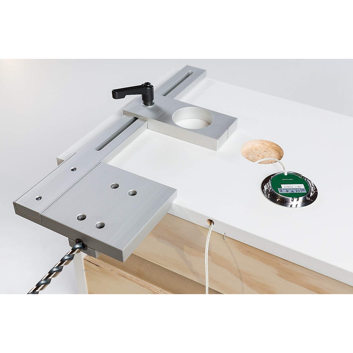 TP-PLJ214 - Puck Light Jig Kit, 2-1/4" Forstner Bit with Case - for LED Puck Lights and Light Strips - Made in USA - True Position Tools