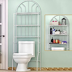Bathroom Space Saver 69.7X25.6X13.4 Inch, 3-Layer Bathroom Corner Shelf Storage Rack Above the Toilet White, Freestanding Metal Storage Rack is Used to Store Bathroom Necessities, Flower Pots, Books
