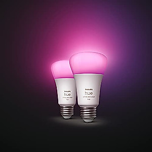 Philips Hue 2-Pack White and Color A19 Medium Lumen Smart Bulb & Smart Dimmer Switch and Remote, Installation-Free, Smart Home, Exclusively for Philips Hue Smart Lights (2021 Version), White (562777)