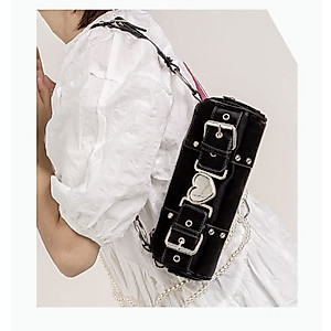 GESALOP Y2K Purse Love Vintage Shoulder Bag Women's Handbag Aesthetic Small Purse Gothic Purse Grunge Accessories (Black)