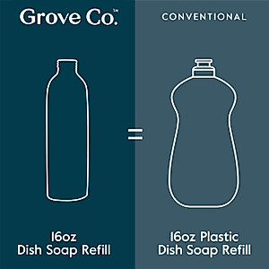 Grove Co. Ultimate Dish Soap Refills (3 x 16 Fl Oz) Removes 48-hr Stuck-on Food and Grease, Plastic Free Cleaning Products, 100% Natural Lavender Blossom & Thyme Fragrance
