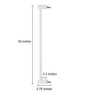 BABELIO 26-32 Inch Easy Install Narrow Pressure Mounted Metal Baby Gate, No Drilling, No Tools Required, with Wall Protectors and Extenders (White)