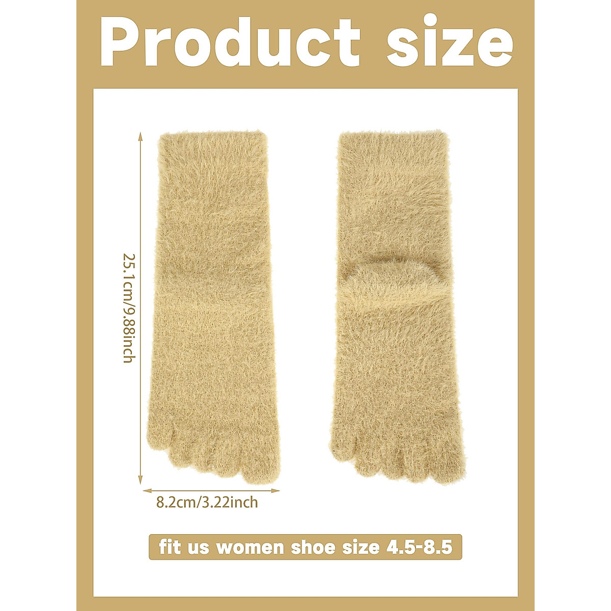 3 Pairs Women Toe Socks Fuzzy Toe Socks Warm Winter Toe Socks Five Toe Socks for Women Men, Size 5-8(Black, White, Beige)