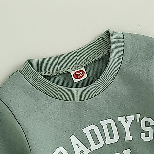 Sduydiosy Toddler Baby Girl Fall Outfit Letter Print Sweatshirt Top Elastic Waist Pant Cute Infant Newborn Winter Clothes Set (Daddys Girl Green, 18-24 Months)