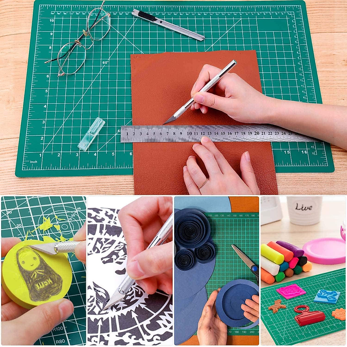 anezus Self Healing Sewing Mat, 12inch x 18inch Rotary Cutting Mat Double Sided 5-Ply Craft Cutting Board for Sewing Crafts Hobby Fabric Precision Scrapbooking Project