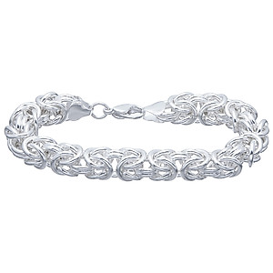 Viosi Byzantine Bracelets for Women/Men Sterling Silver Plated Classic Unique Cute Gifts Handmade Chunky Bracelet Link Chain with Lobster Clasp 10mm Width (Sterling Silver Plated, 8 Inches)