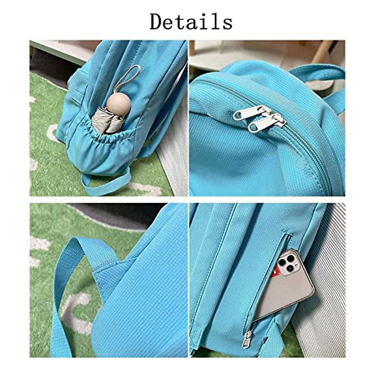 Malwe Difa Backpack, Difa Bear Backpack, Kawaii Solid Color Canvas Backpack Cute Aesthetic Large capacity Casual Rucksack (White)