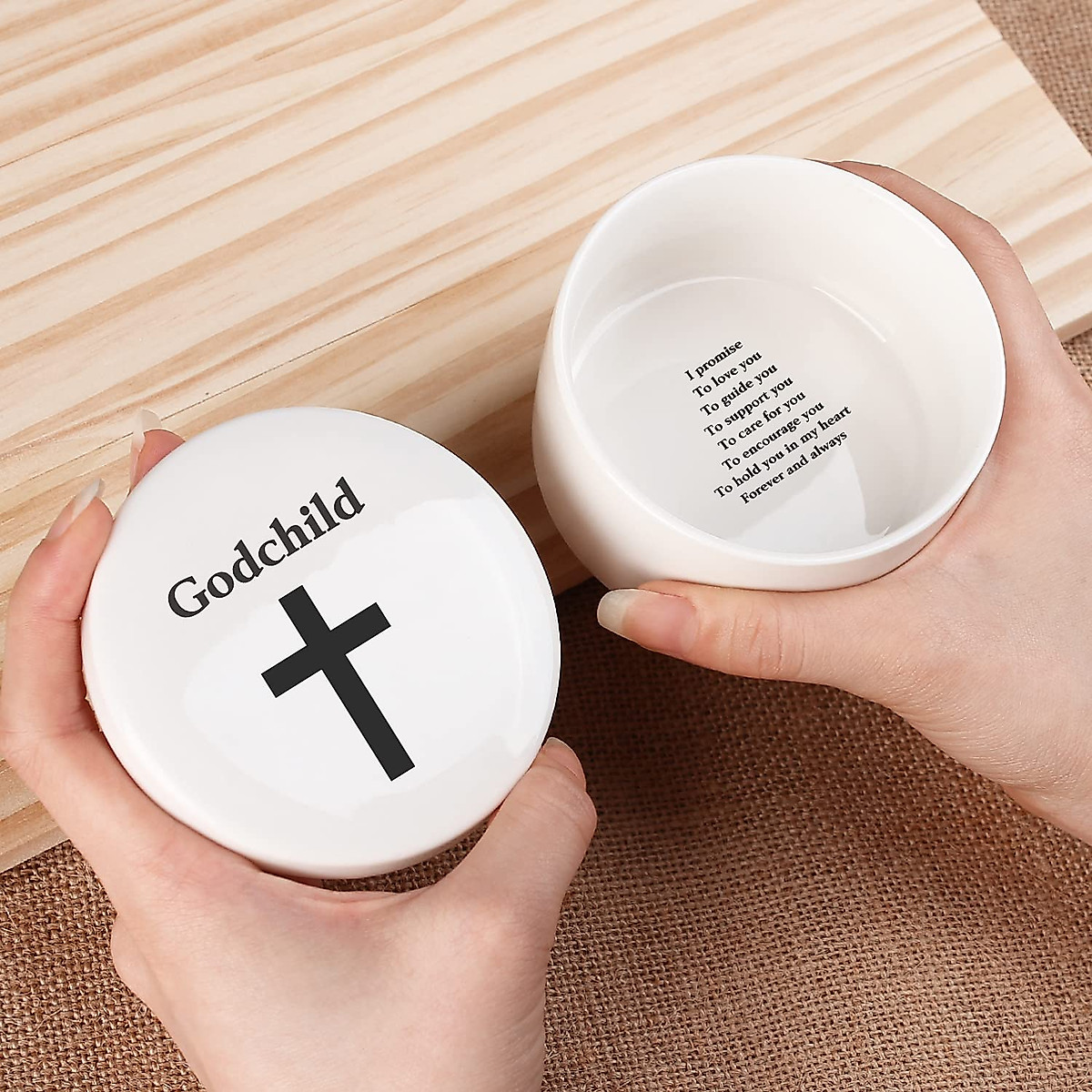 Baby Baptism/Dedication/Christening Keepsake Baptism Gift for Boy Girl from Godparents, Precious Moments Girl Boy With Praying Cross, Godchild, Baptism, Baby Shower, Godchild Christmas from Godmother