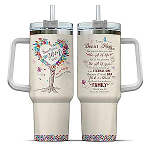 99OWL Bonus Mom Colorful Tree, Tumbler 40 Oz With Handle Lid And Straw, Mom Gifts, Flower Simple Straws Butterfly Modern Tumblers Mothers Heart Handle For Cup Women Cups