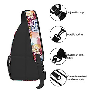 Sling Bag for Men Women, for Sugar Skull Mexcian Pattern, Shoulder Backpack Chest Bags