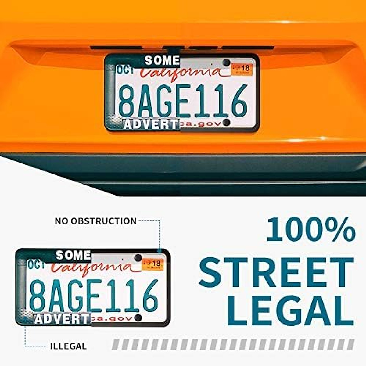 Aujen Silicone Black License Plate Frames, 2 Pack Universal Car License Plate Holders, Rust-Proof and Weather-Proof Accessories (Black)