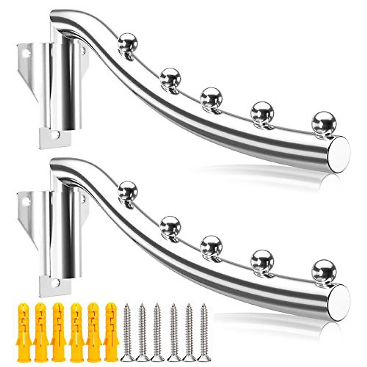 Clothes Drying Rack Folding Wall Mount, Wall Mounted Swivel Clothes Drying Rack, Stainless Steel Heavy Duty Laundry Hangers Wall Clothes Rack with Swing Arm Foldable Closet Storage Organization, 2 PCS