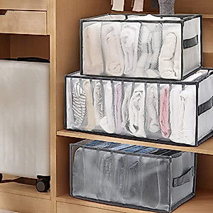 IrbingNii Clothes Organizer for Wardrobe Closet Jeans Pants Organizer Foldable Drawer Clothes Compartment Storage Box(Grey)