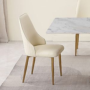 Runboll Modern Dinner Chairs Set of 2 PU Leather Accent Chairs with Metal Legs for Kitchen, Dining, Bedroom, Living Room