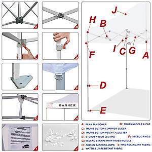 Eurmax USA 10 x 10 Pop up Canopy Pergolas Tent Outdoor Party Canopies with 4 Removable Zippered Sidewalls and Roller Bag Bonus 4 Canopy Sand Bags & 24 Squre Ft Extended Awning(Blue)