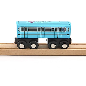 MUNI PALS Munipals New York City Subway Wooden Railway (Nostalgia Series) Bluebird 7 Train/World’s Fair Express–Child Safe and Tested Wood Toy Train