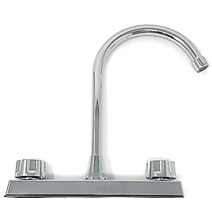 Chromed Surface Two-Handle Tall Stainless Steel Spout Plastic Body Kitchen Faucet [1035 P] 8-Inch Center Hole Ideal for RV's or Rental Apart...