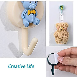 Anller 30 Pack Adhesive Hooks,Wall Cartoon Hooks for Hanging, Utility Removable Wall Hangers Hooks for Shower Room, Bathroom, Kitchen，Multicolor