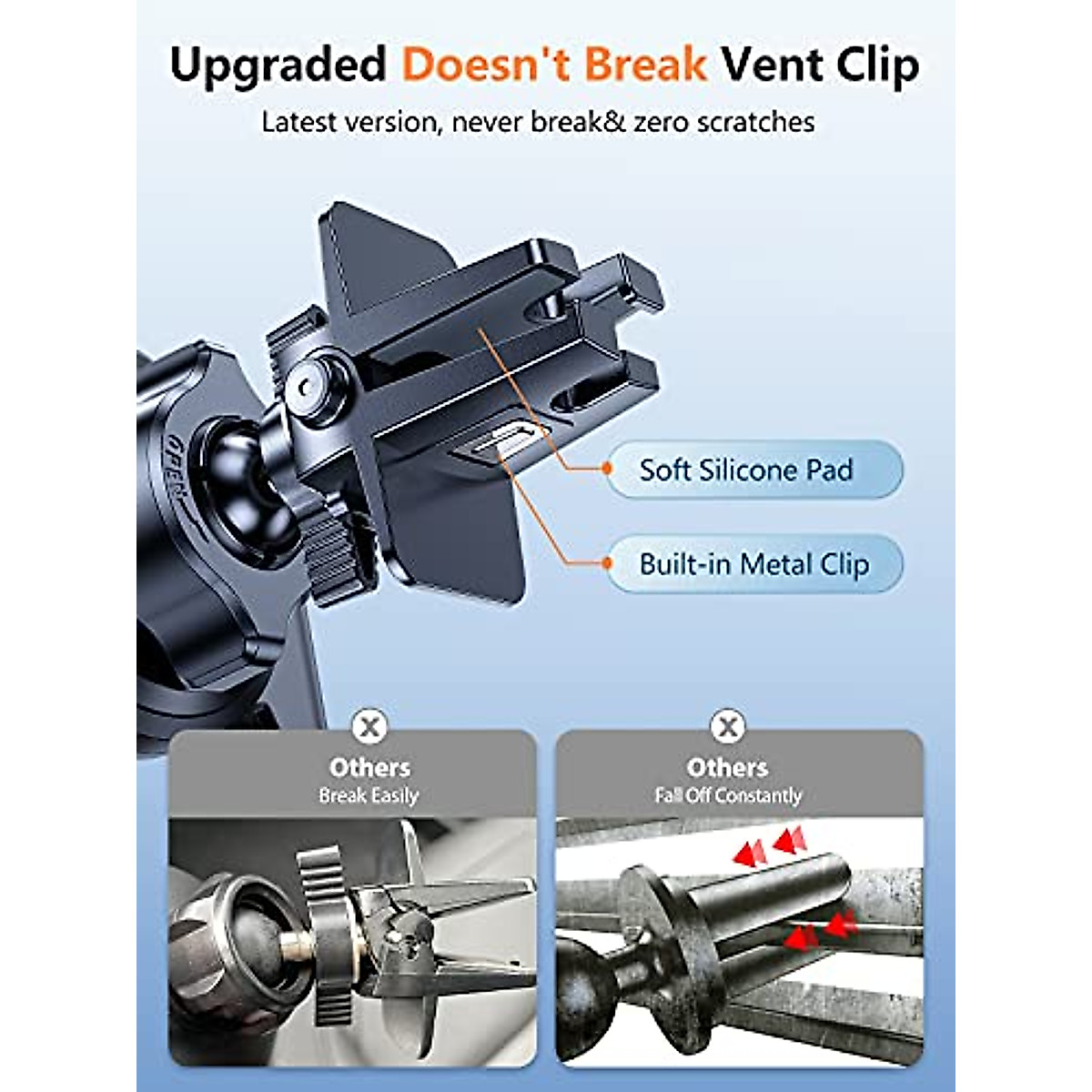 VICSEED 𝟮𝟬𝟮𝟯 𝗕𝗲𝘀𝘁 𝗖𝗮𝗿 𝗠𝗼𝘂𝗻𝘁 Car Phone Mount, 𝗨𝗽𝗴𝗿𝗮𝗱𝗲𝗱 Air Vent Phone Holder for Car, Handsfree Cell Phone Car Mount Fit for iPhone 14 13 12 11 Pro Max Mini Plus Samsung