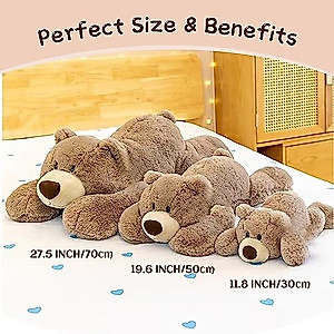 GHTMONY Teddy Bear Stuffed Animals Plushies, Soft Cuddly Stuffed Plush Brown Bear Toys for Kids Toddler Girls Boys Girlfriend Best Friends Birthday